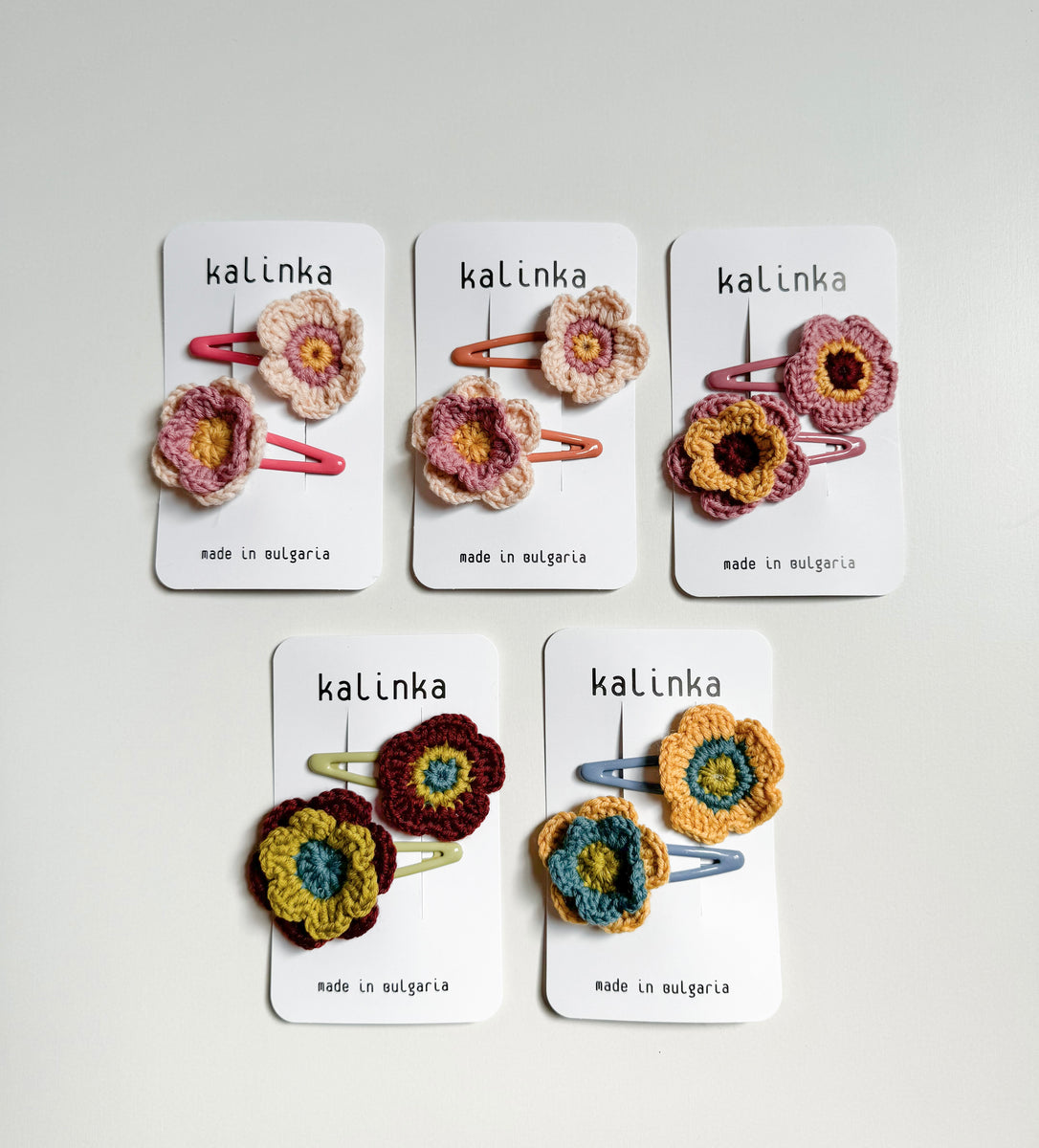 【Kalinka】- カリンカ - Flower Clip Set - Chestnut / Pistachio – Melty Colors